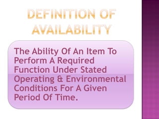 Availability Wrt Reliability | PDF