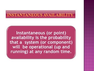 Availability Wrt Reliability | PDF
