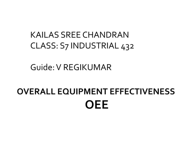 OEE CALCULATION PPT | PDF
