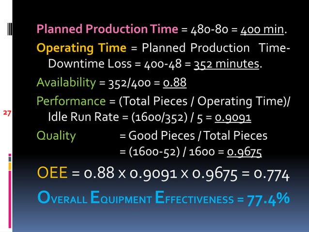 OEE CALCULATION PPT | PDF