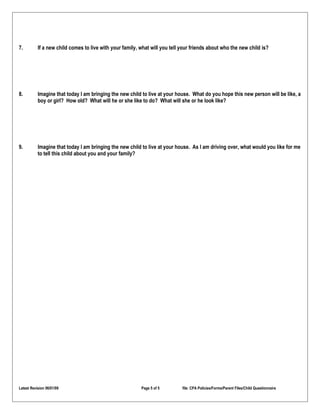 Home Study Questionnaire Child Information | PDF | Free Download
