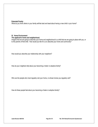 Home Study Questionnaire Joint | DOC
