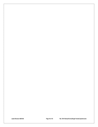 Home Study Questionnaire Single Female | PDF