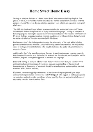 Home Sweet Home Essay | PDF