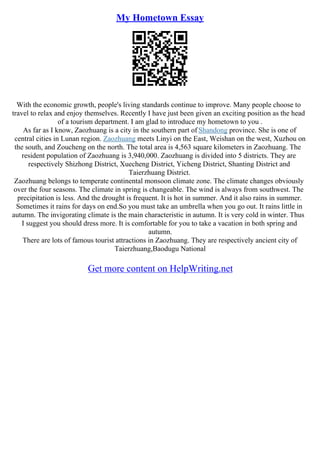 Hometown Essay | PDF