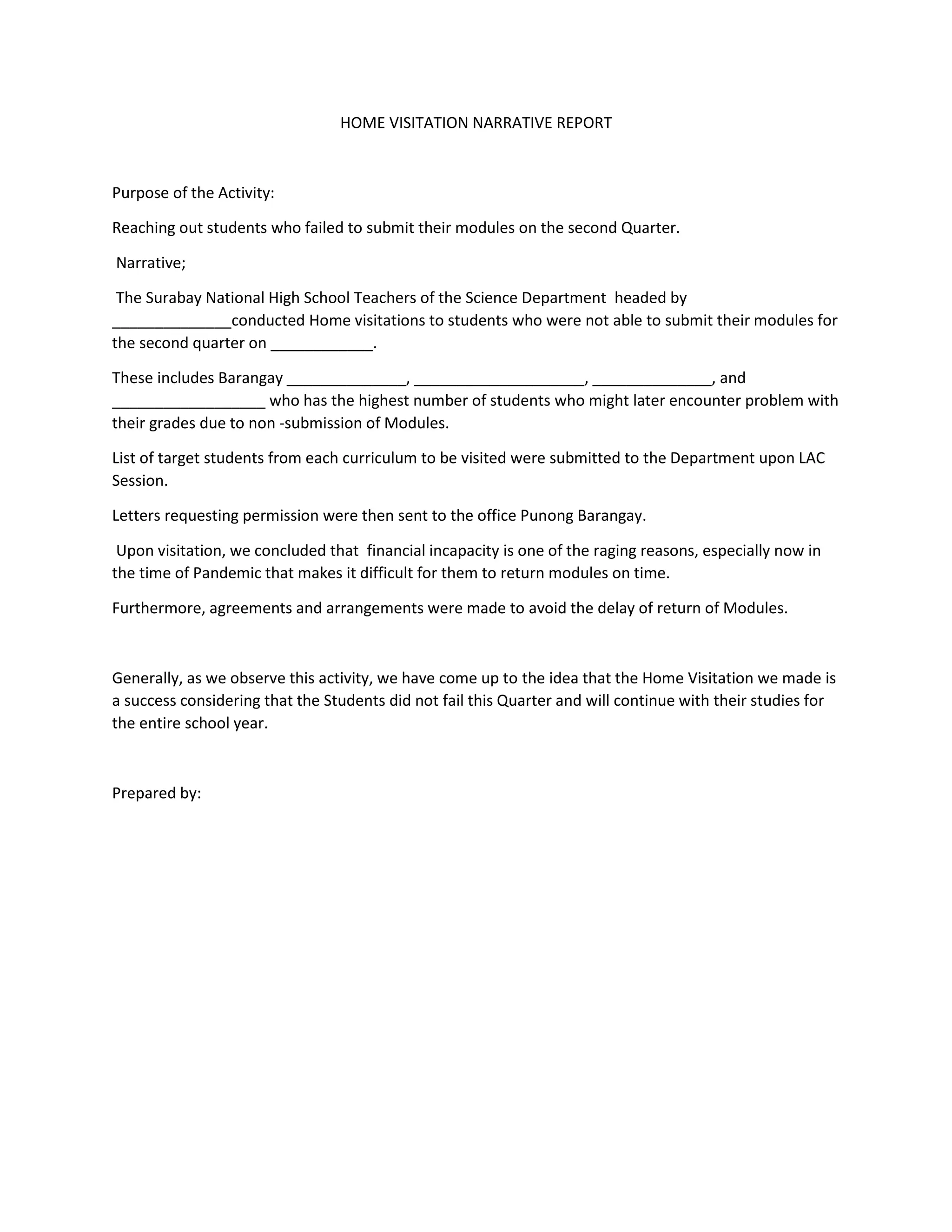 HOME VISITATION NARRATIVE REPORT.docx