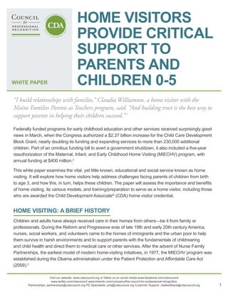 Home Visitors Provide Critical Support to Parents and Children 0 5 ...