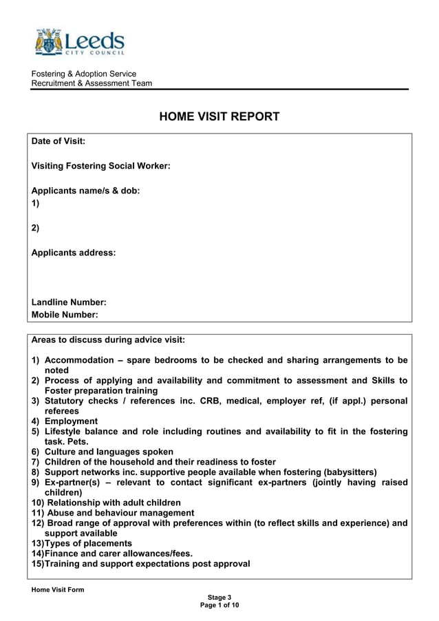 home_visit_report.doc | Adoption and Fostering | Parenting