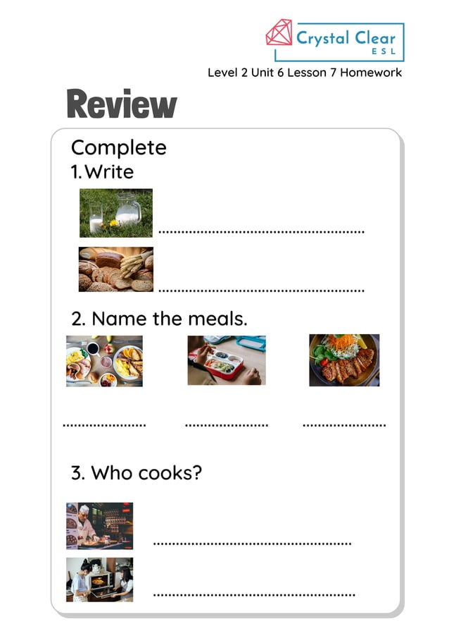 Chrystal Clear ESL learning homework L2 U6 | PDF