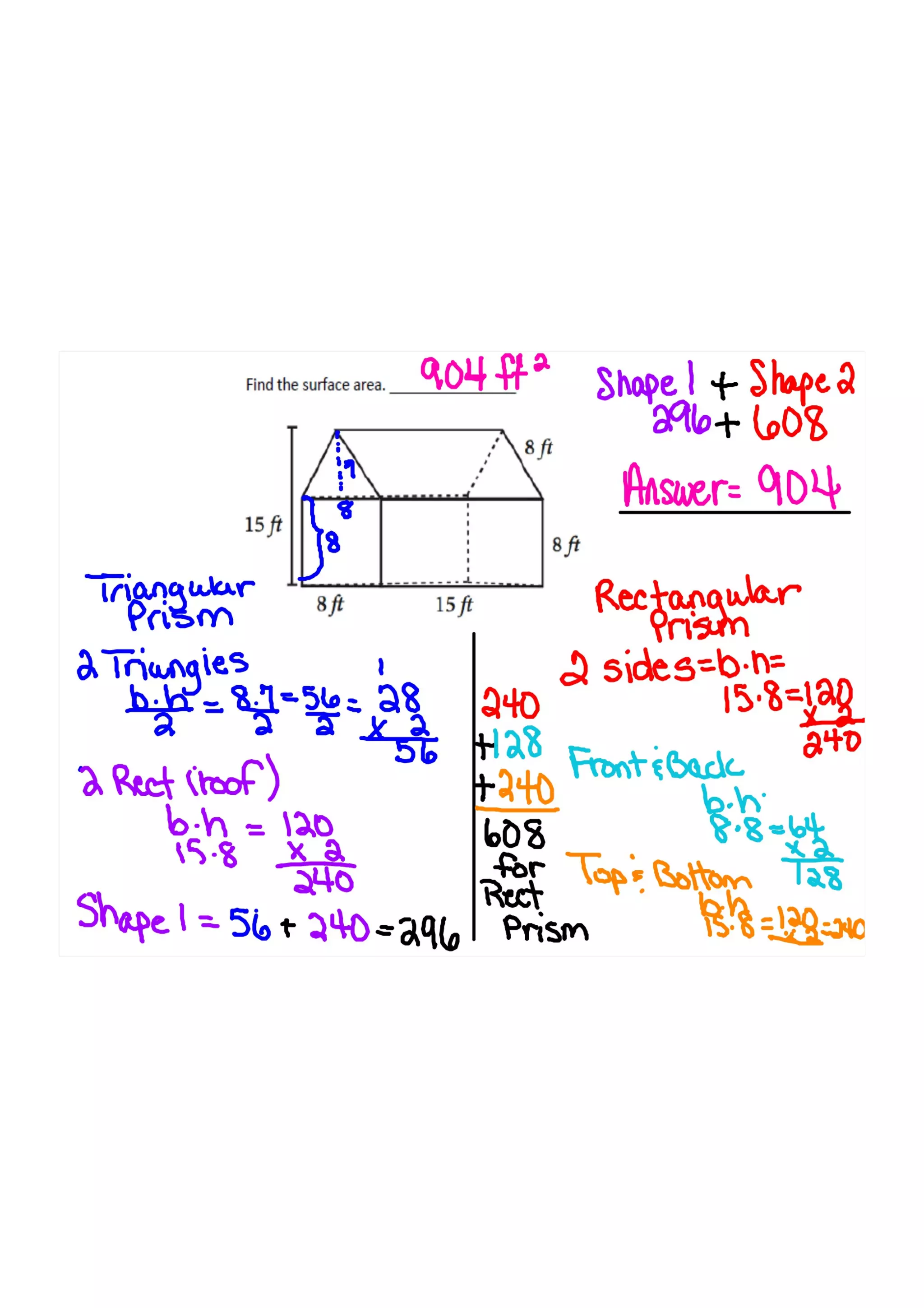 Homework surface area and volume of composite shapes - 8 problems | PDF