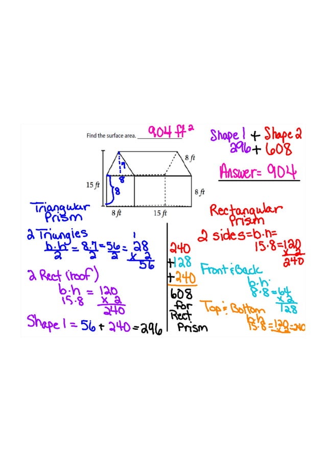Homework Surface Area And Volume Of Composite Shapes 8 Problems Pdf