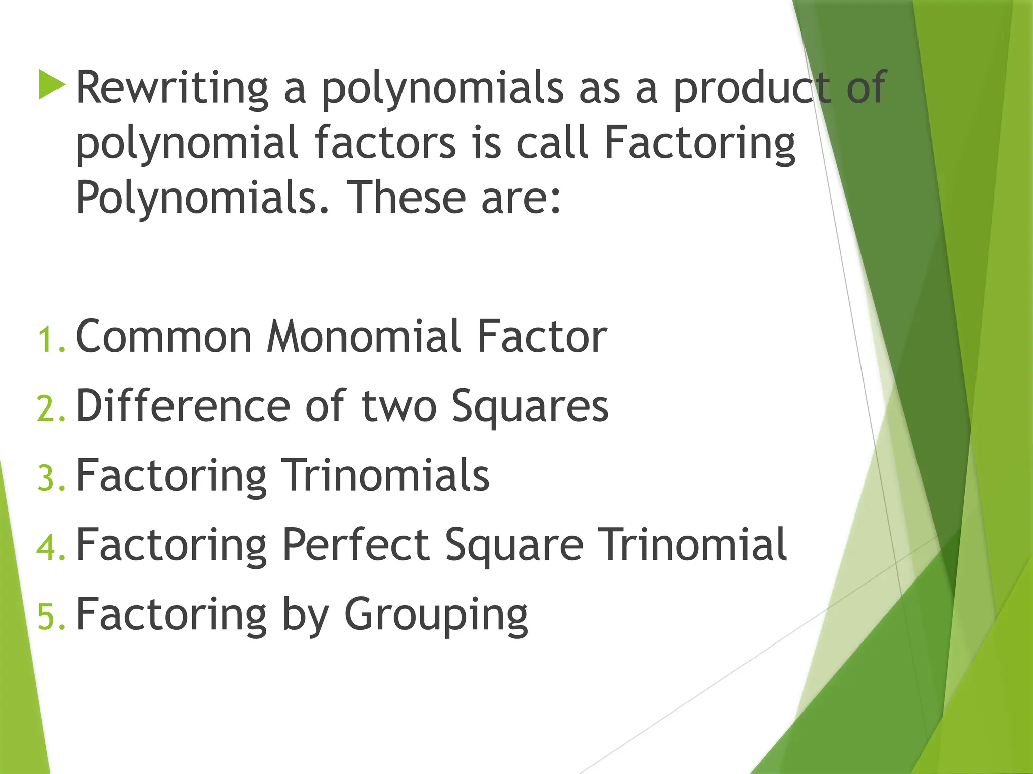 Factoring Polynomial With Common Monomial Factor | PPTX | Computing | Technology & Computing