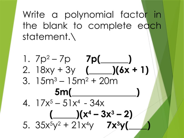 Factoring Polynomial With Common Monomial Factor Pptx Computing Technology And Computing