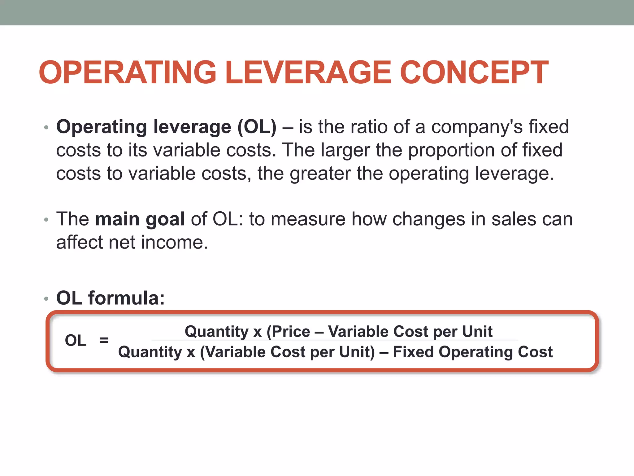 Link between operating lavarage and BEP | PPTX