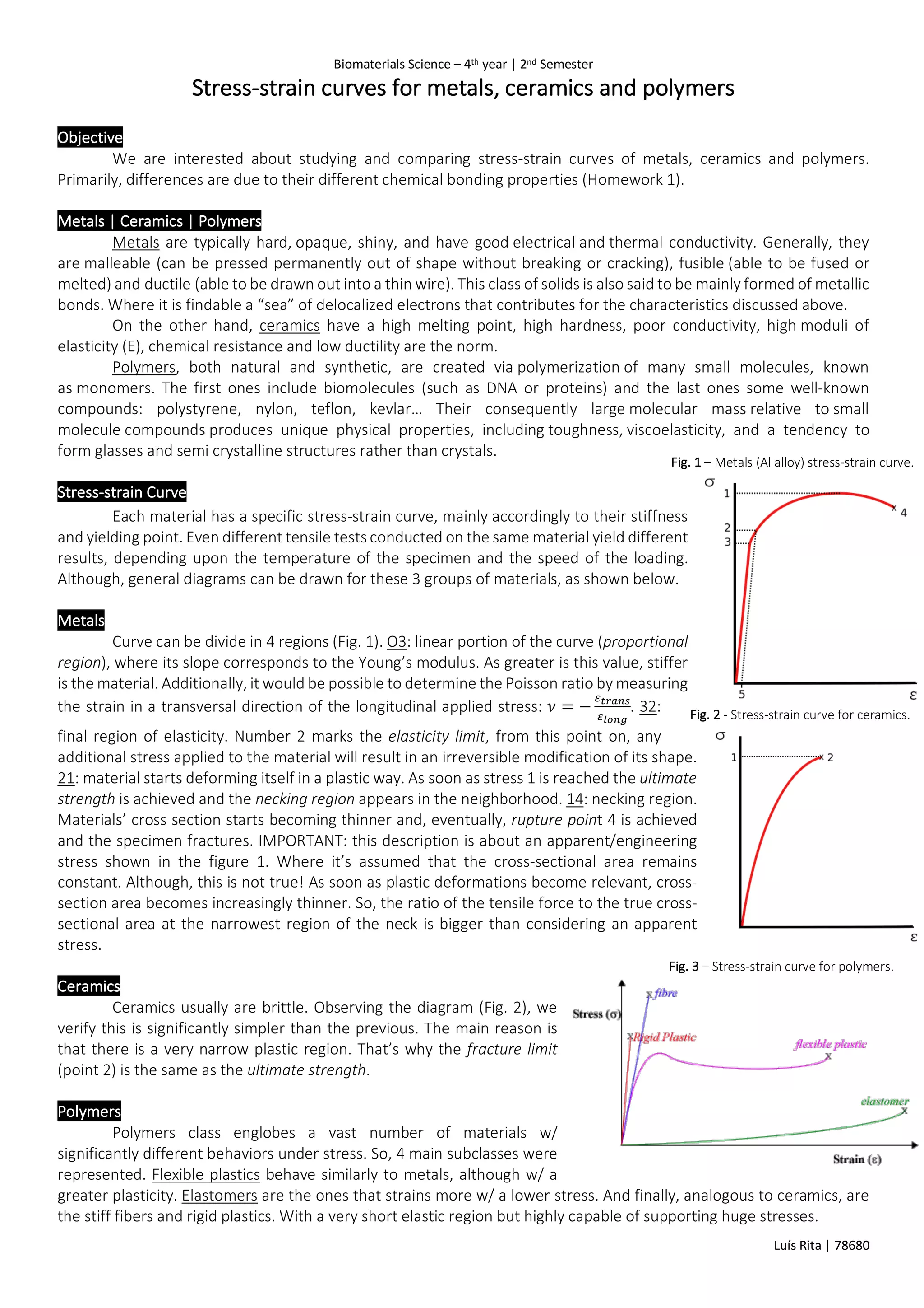 Stress-Strain Curves for Metals, Ceramics and Polymers | PDF