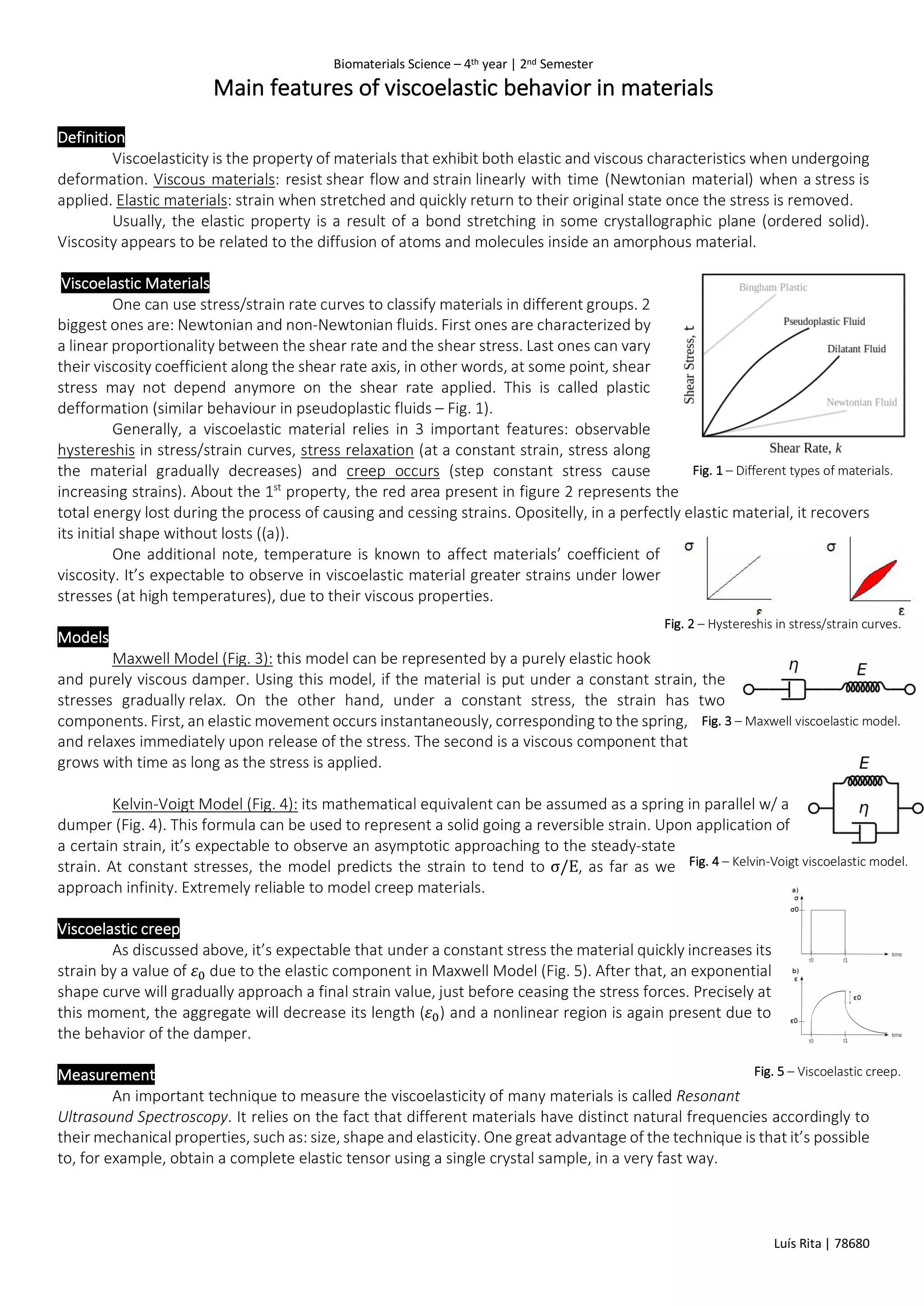 Main Features of Viscoelastic Behavior in Materials | PDF