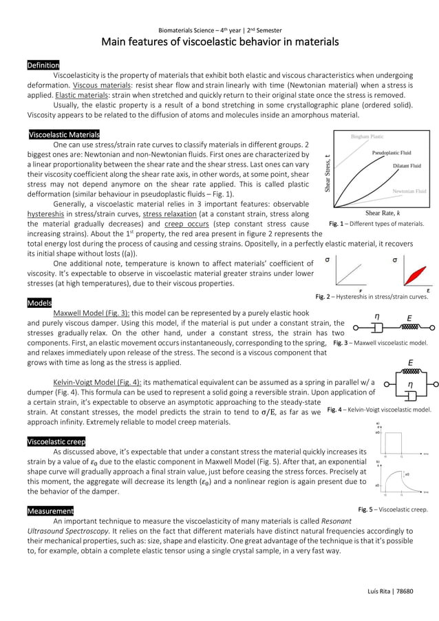 Main Features Of Viscoelastic Behavior In Materials Pdf