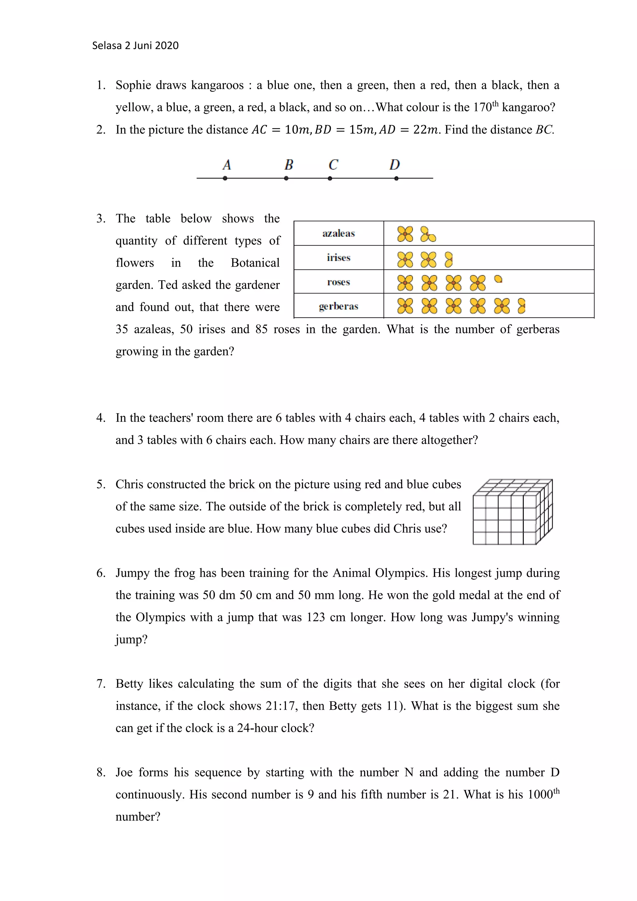 Math Olympiad grade 3-4.pdf | Flower Shopping | Shopping