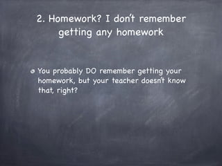 10 excuses for not doing your homework | PDF