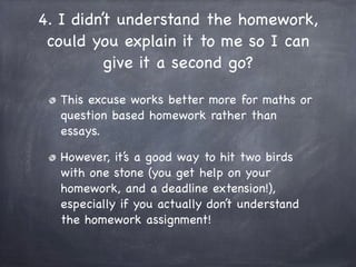 10 excuses for not doing your homework | PDF