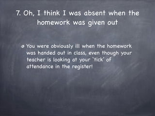 10 excuses for not doing your homework | PDF