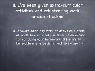 10 excuses for not doing your homework | PDF