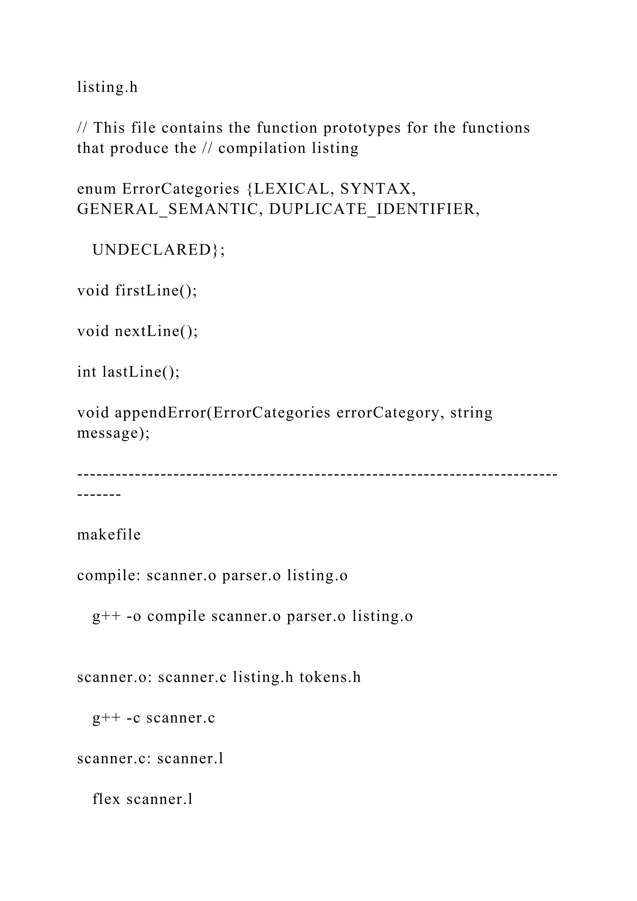 Home work for modifying the syntactic analyzer for the attached comp.docx
