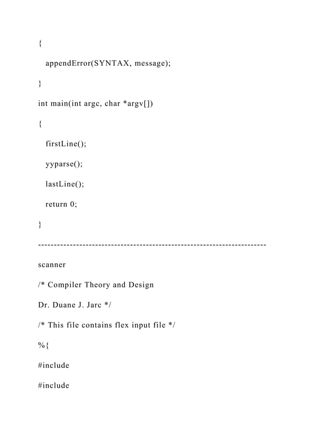 Home work for modifying the syntactic analyzer for the attached comp.docx