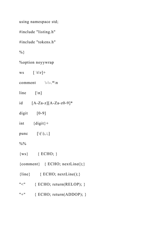 Home work for modifying the syntactic analyzer for the attached comp.docx