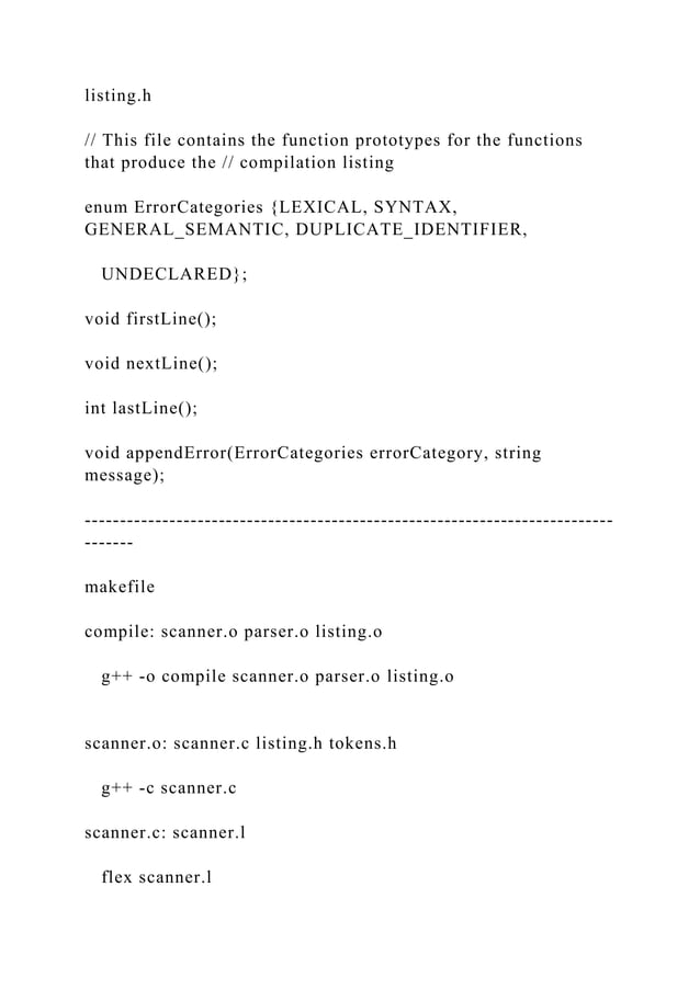 Home work for modifying the syntactic analyzer for the attached comp.docx
