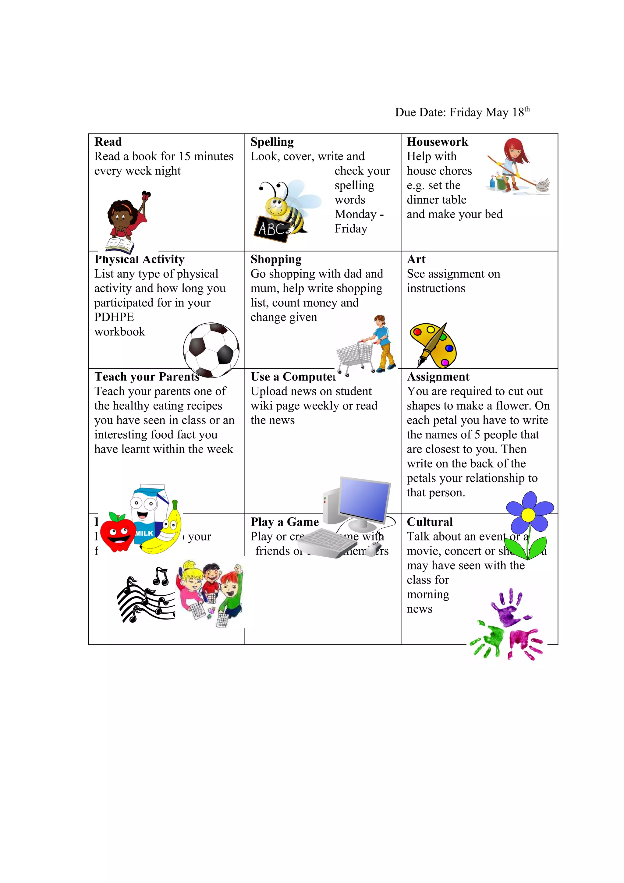 Homework grid | DOC