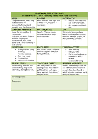 Homework grid | PDF