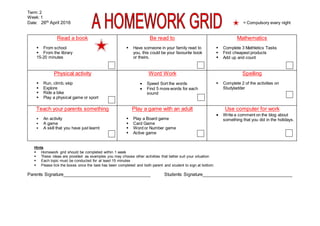 Homework grid Week 1 | PPT