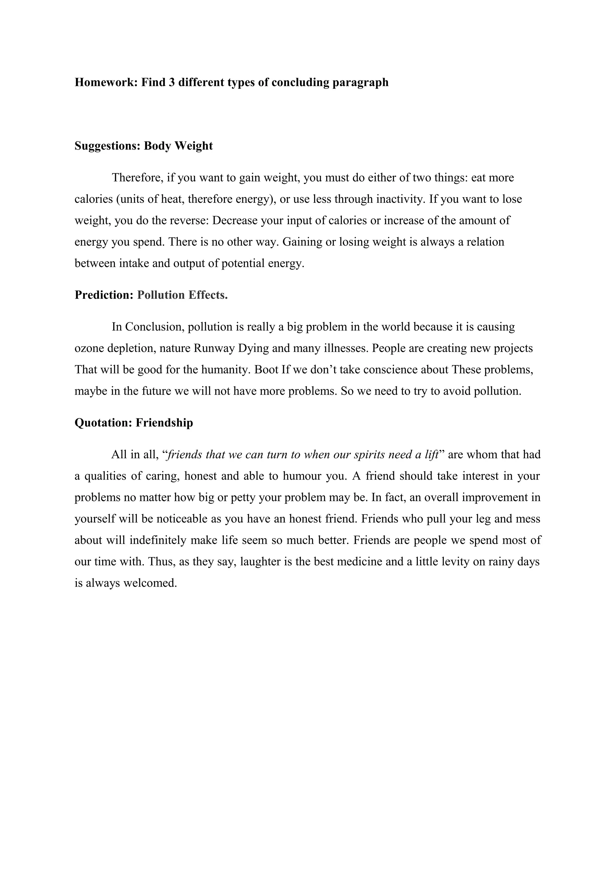 Type of Concluding Paragraph | DOC