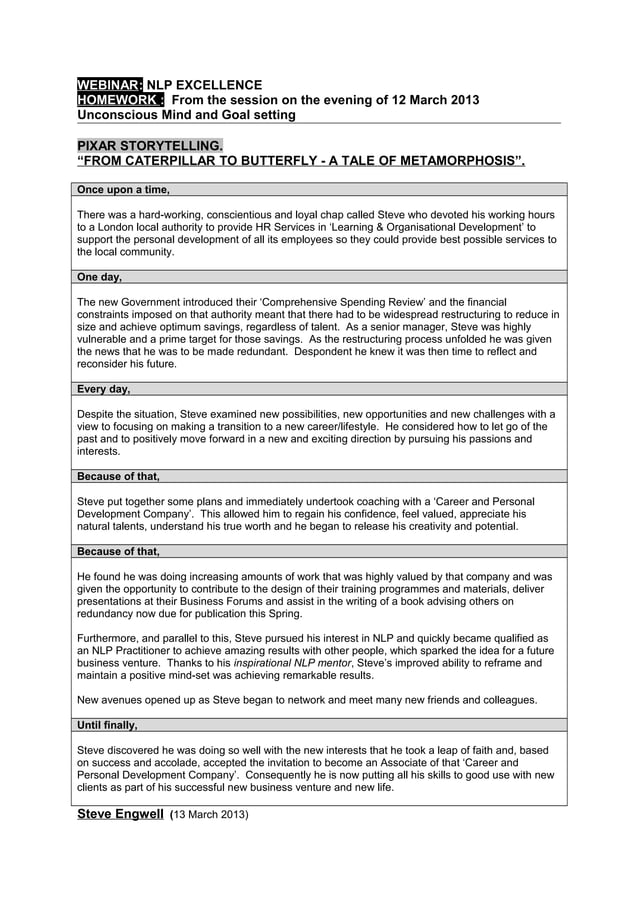 Pixar Story Framework - an example | PDF