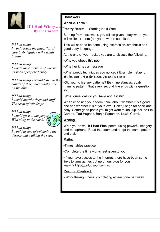 Homework poetry week 2 | PPT