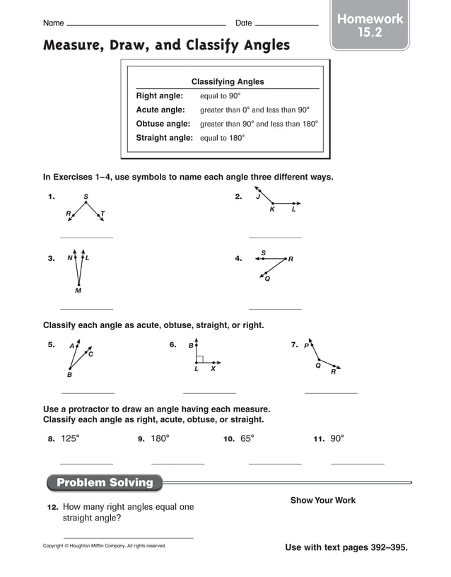 Homework pw116 Measure angles | PDF