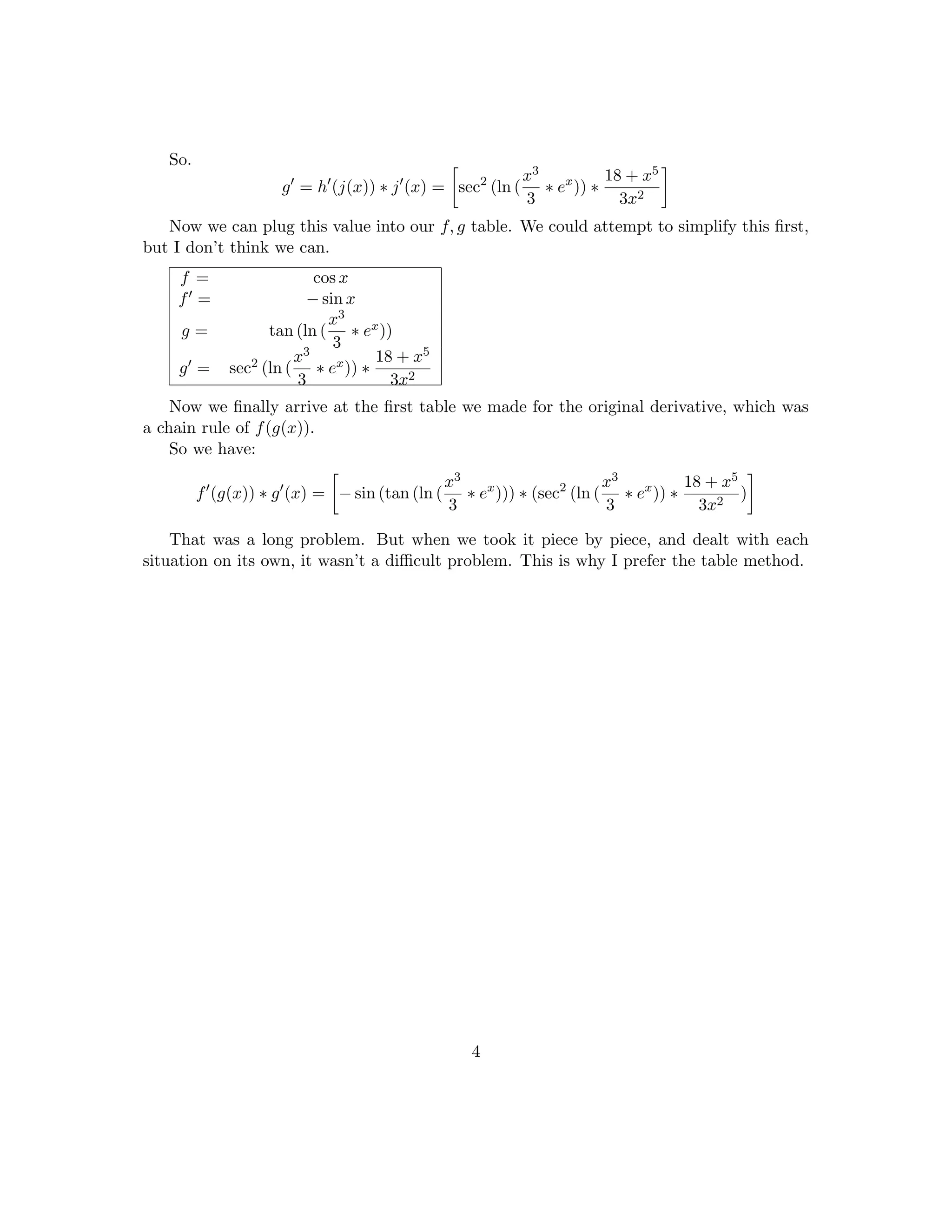 The Table Method for Derivatives | PDF