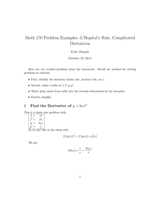 The Table Method for Derivatives | PDF