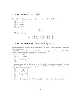 The Table Method for Derivatives | PDF