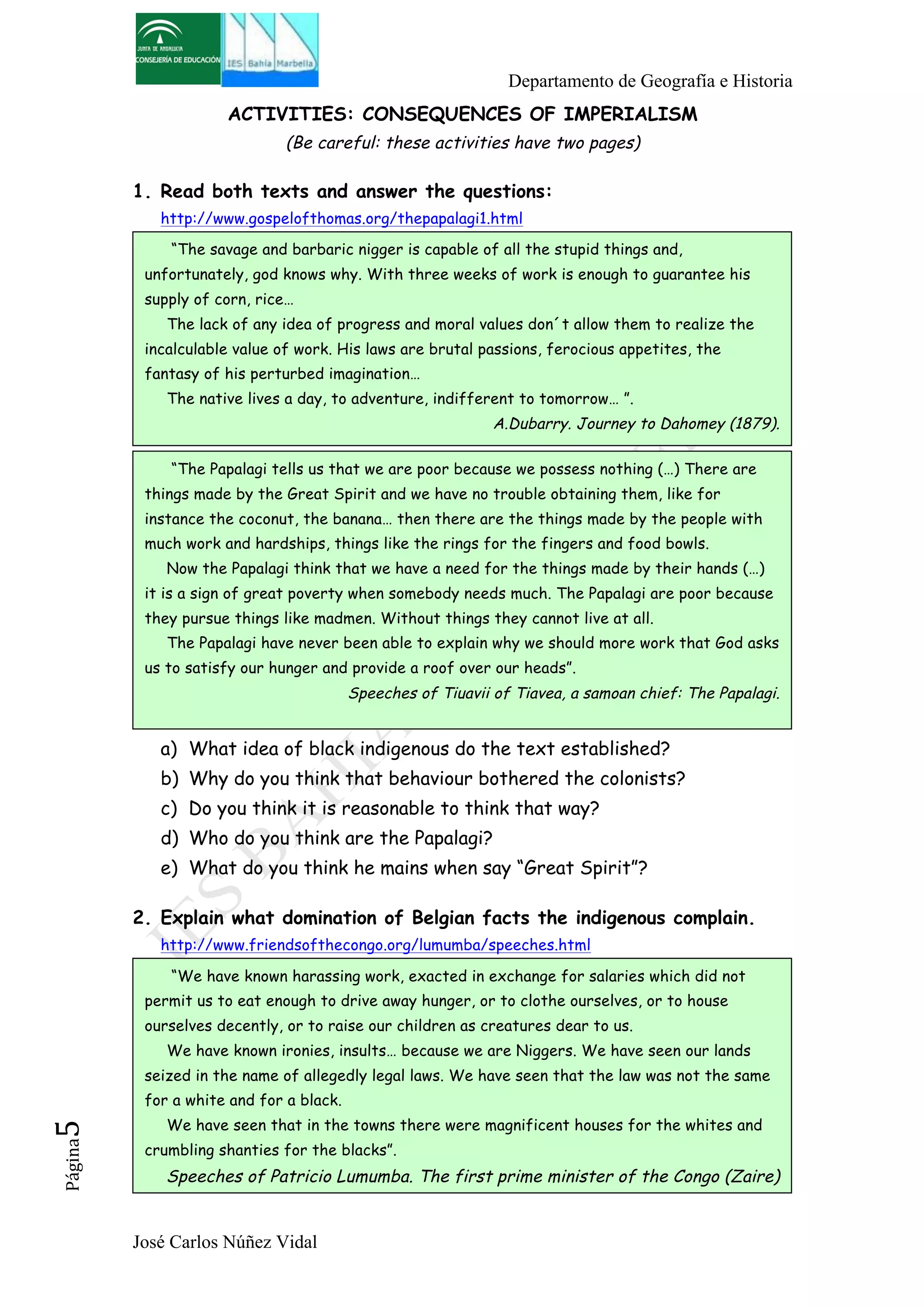 Homeworks 5 Imperialism | PDF