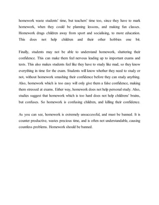 Homework should be banned | DOCX