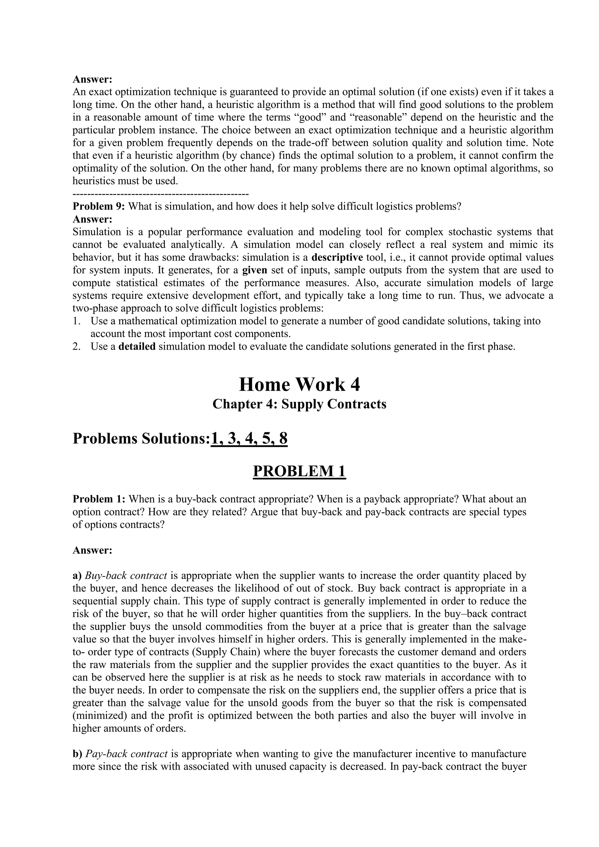 Home Work Chapter 1 to 12: Book Reference: Simchi-Levi, D., Kaminsky, P., and Simchi-Levi, E ...