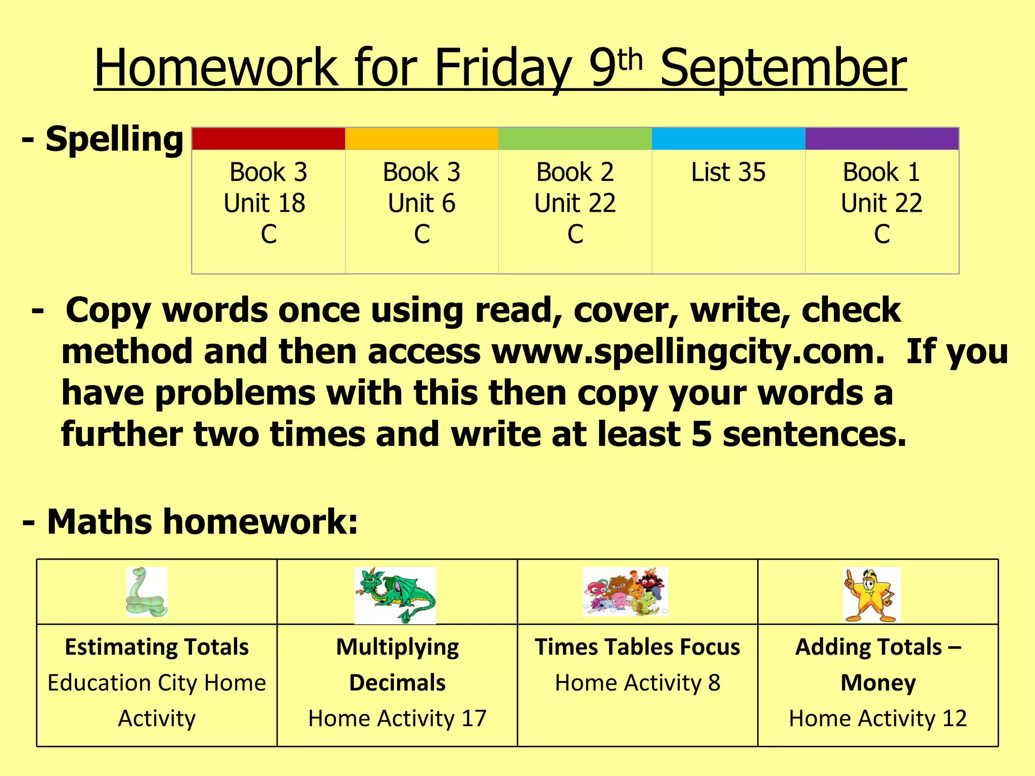 Homework tasks | PPT