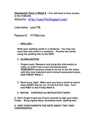 Homework term 2 week 6 | DOC