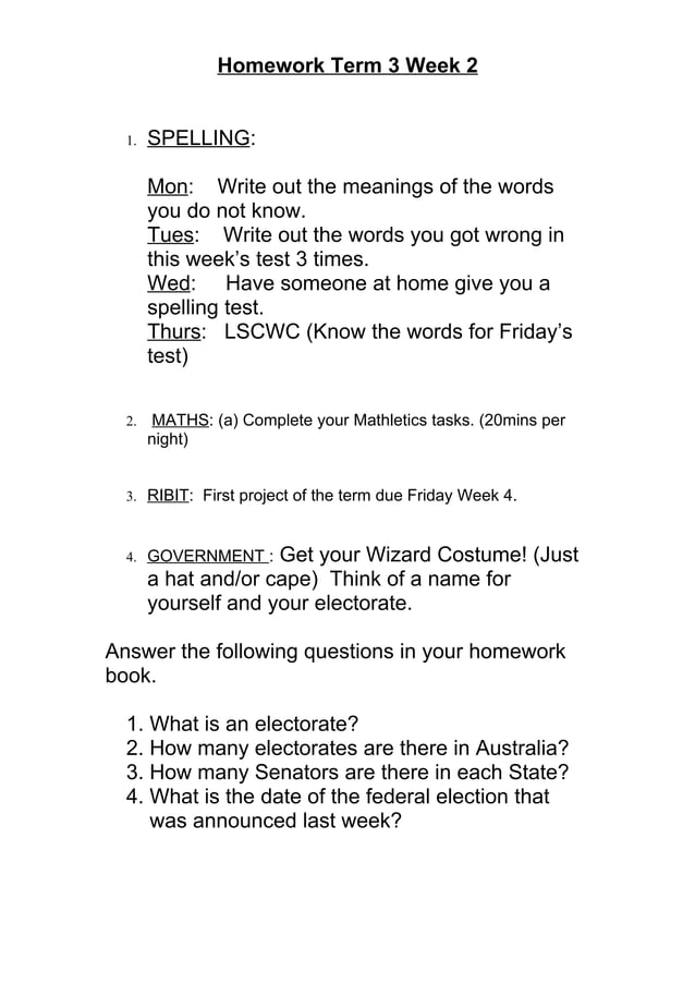 Homework term 3 week 2 | PDF