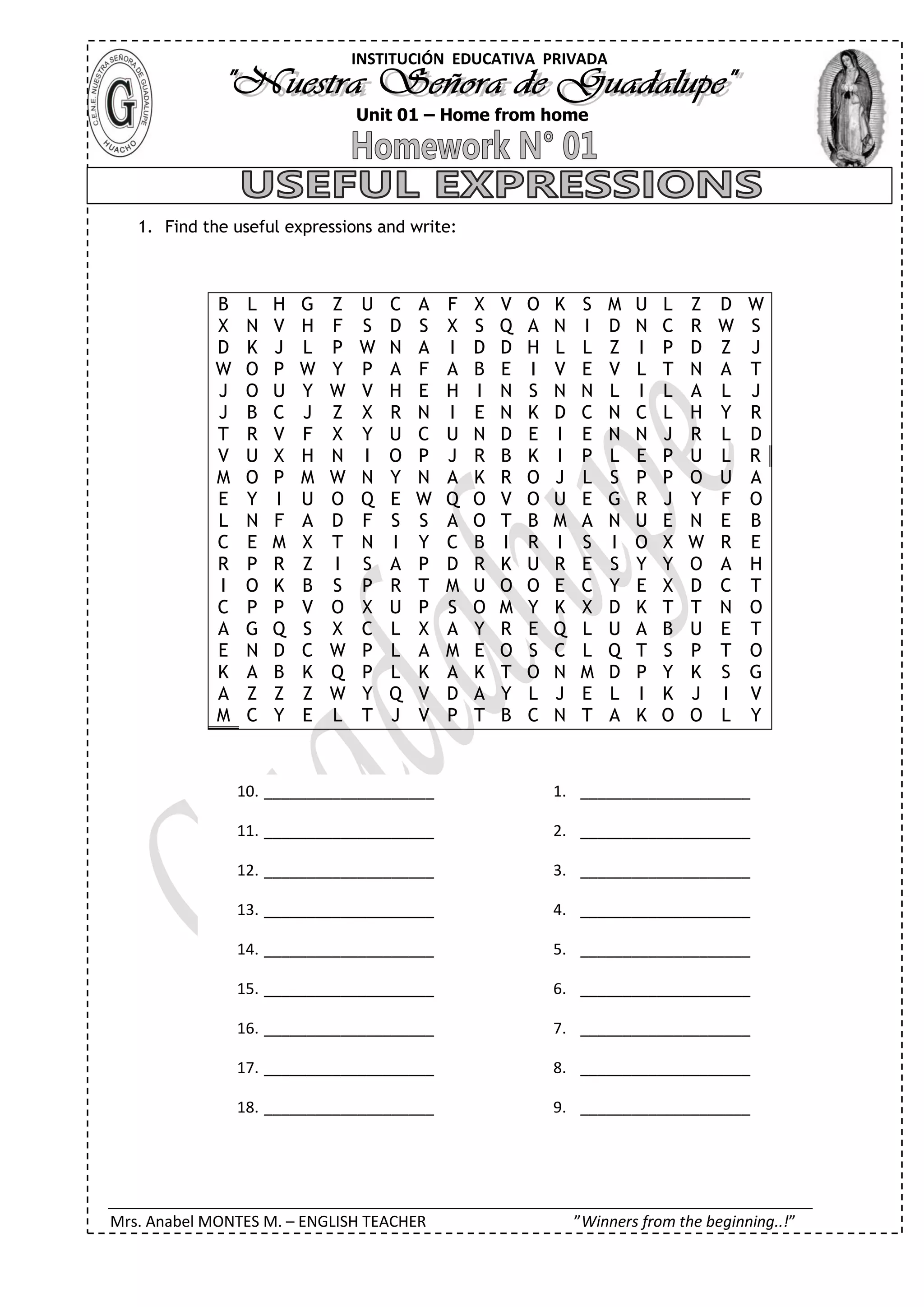 Homework useful expressions 3° | PDF | Games and Puzzles | Hobbies ...