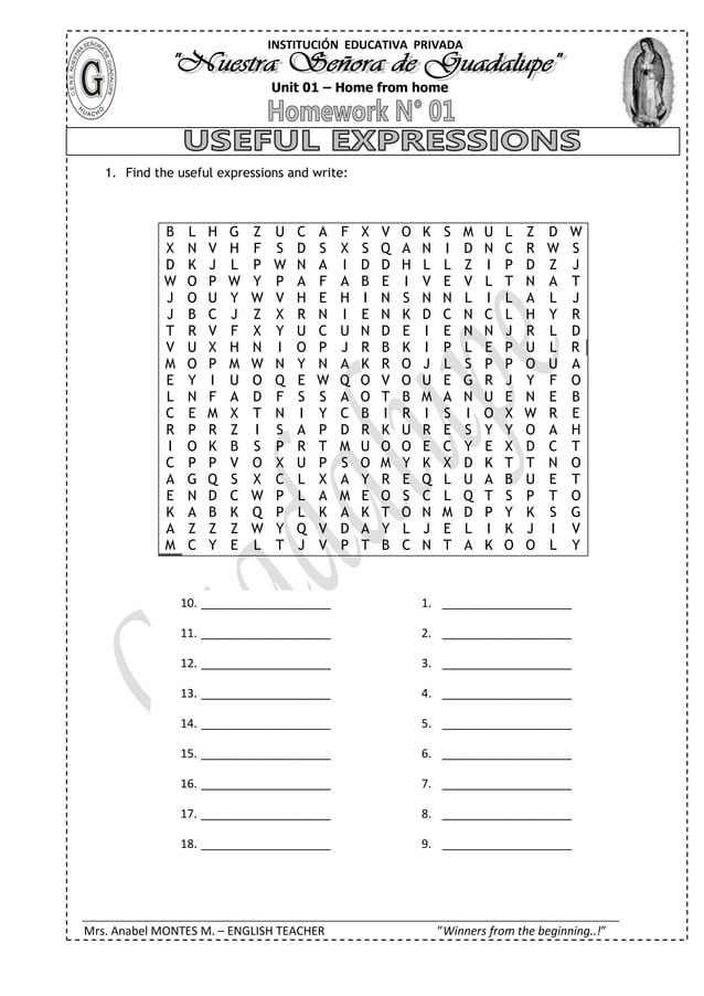 Homework useful expressions 3° | PDF | Games and Puzzles | Hobbies ...