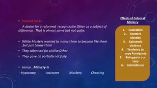 Homi Bhabha. post colonial literature in india | PPT