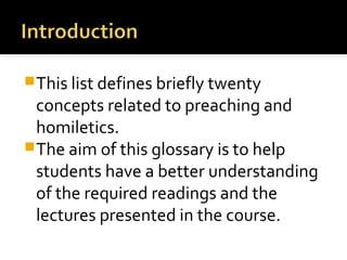 Homiletics: A Basic Glossary | PPT